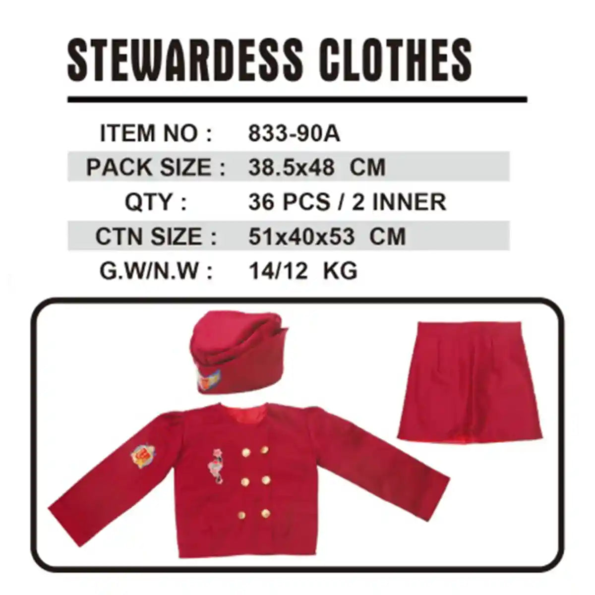 Flight Attendant Costume Uniform – Kiddy Zone